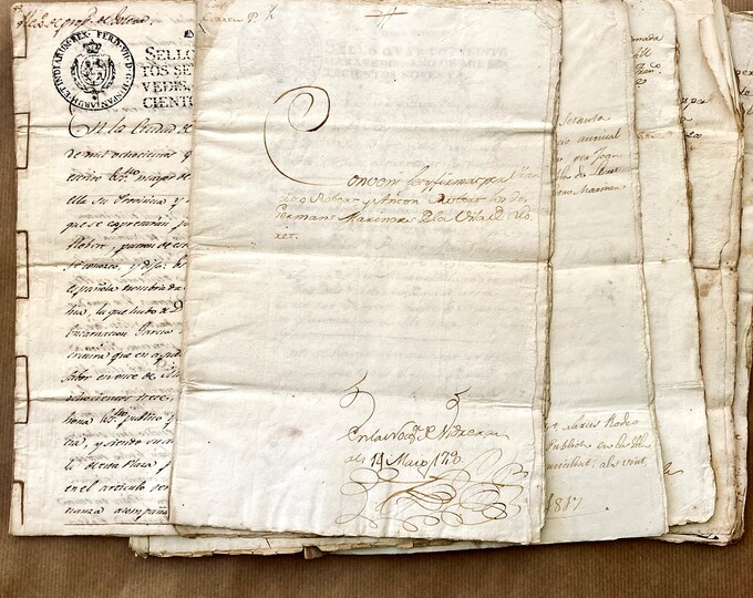 Antique Notarial Manuscript Act. Hand Written Document. Old Calligraphy ...