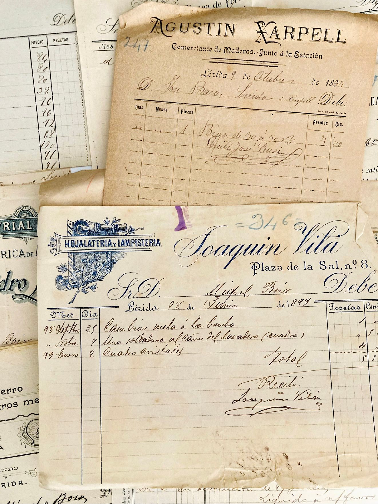 Antique Invoice Set 19th Century Lot of 3 Old Documents With Beautiful ...