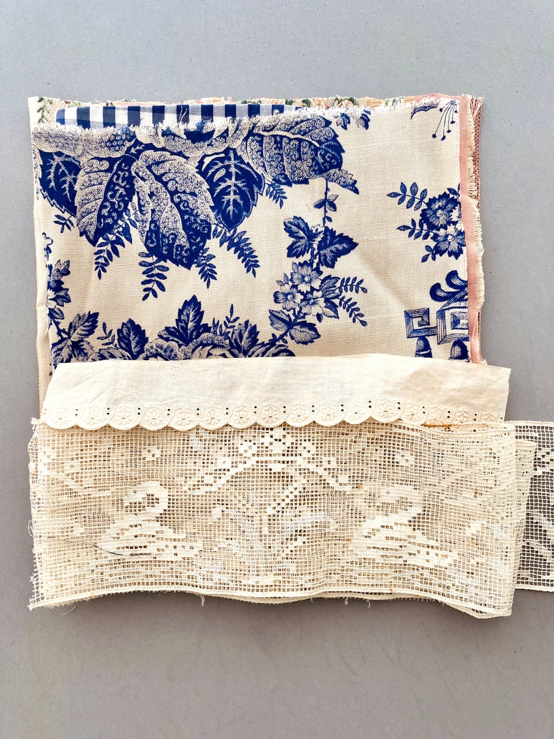 Vintage Linen, Cotton Pieces and Laces Set for Junk Journal, Slow ...