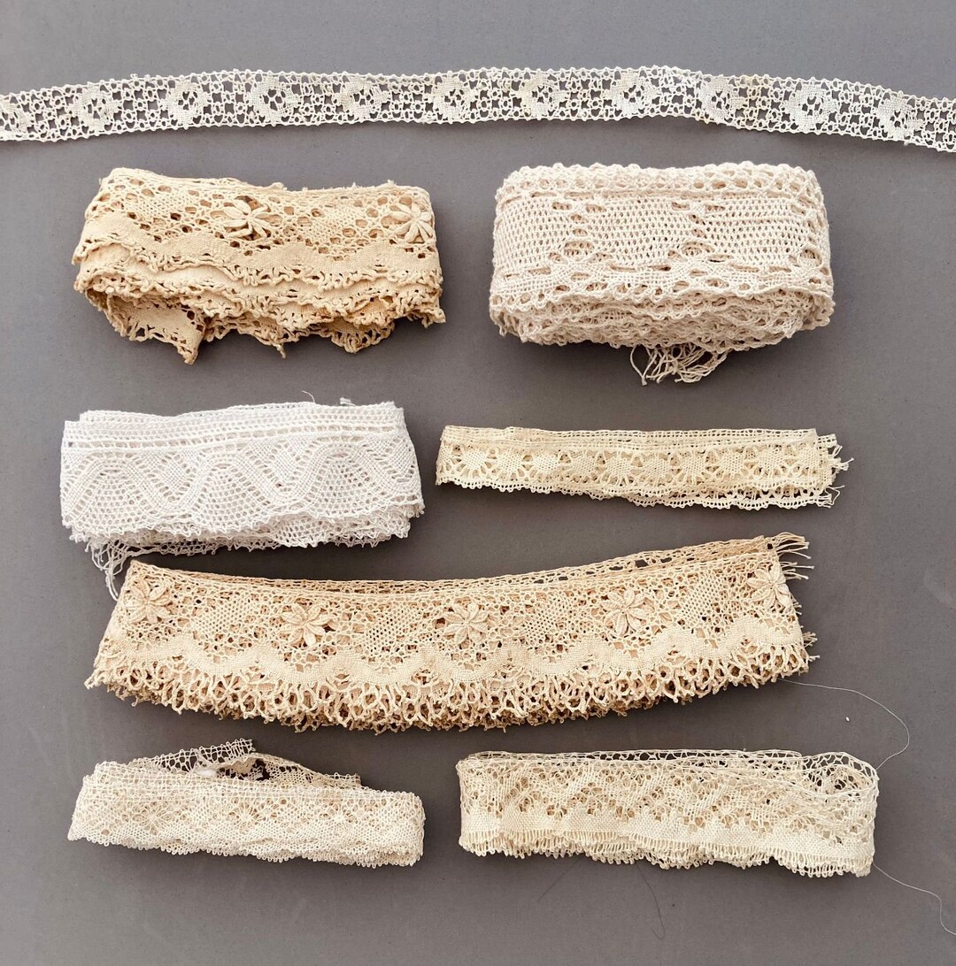 Antique Bobbin Lace Set. Handmade Bobbin Lace Pack for Junk Journal ...