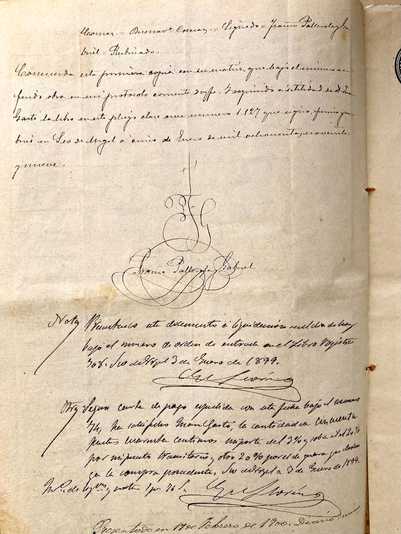 Antique Hand Written Manuscript Notarial Act. Old Calligraphy Notary ...