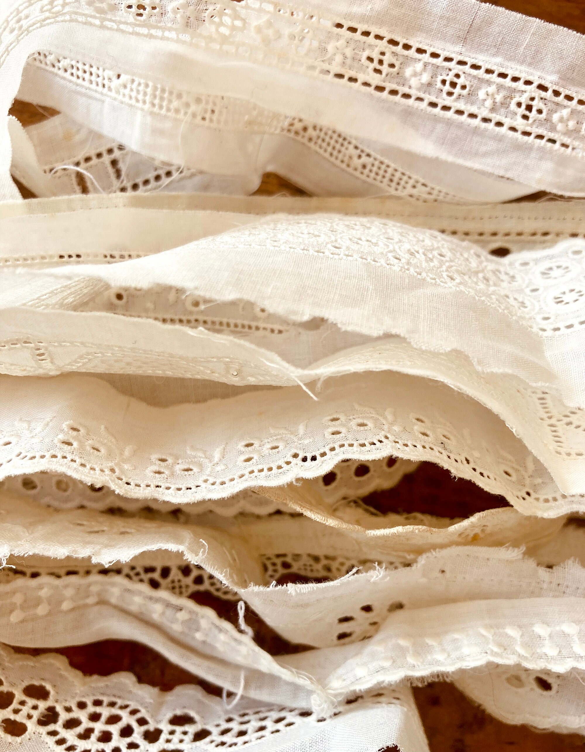 Antique and Vintage Lace and Trim Grab Bag. Anglaise Embroidery. 8 ...