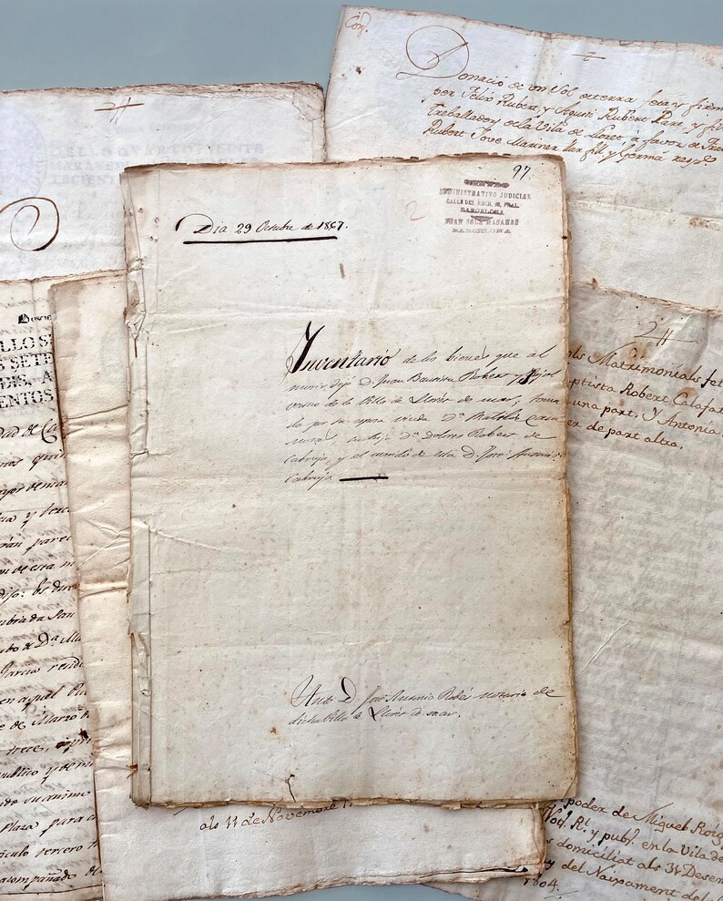 Antique Notarial Manuscript Act. Hand Written Document. Old Calligraphy ...