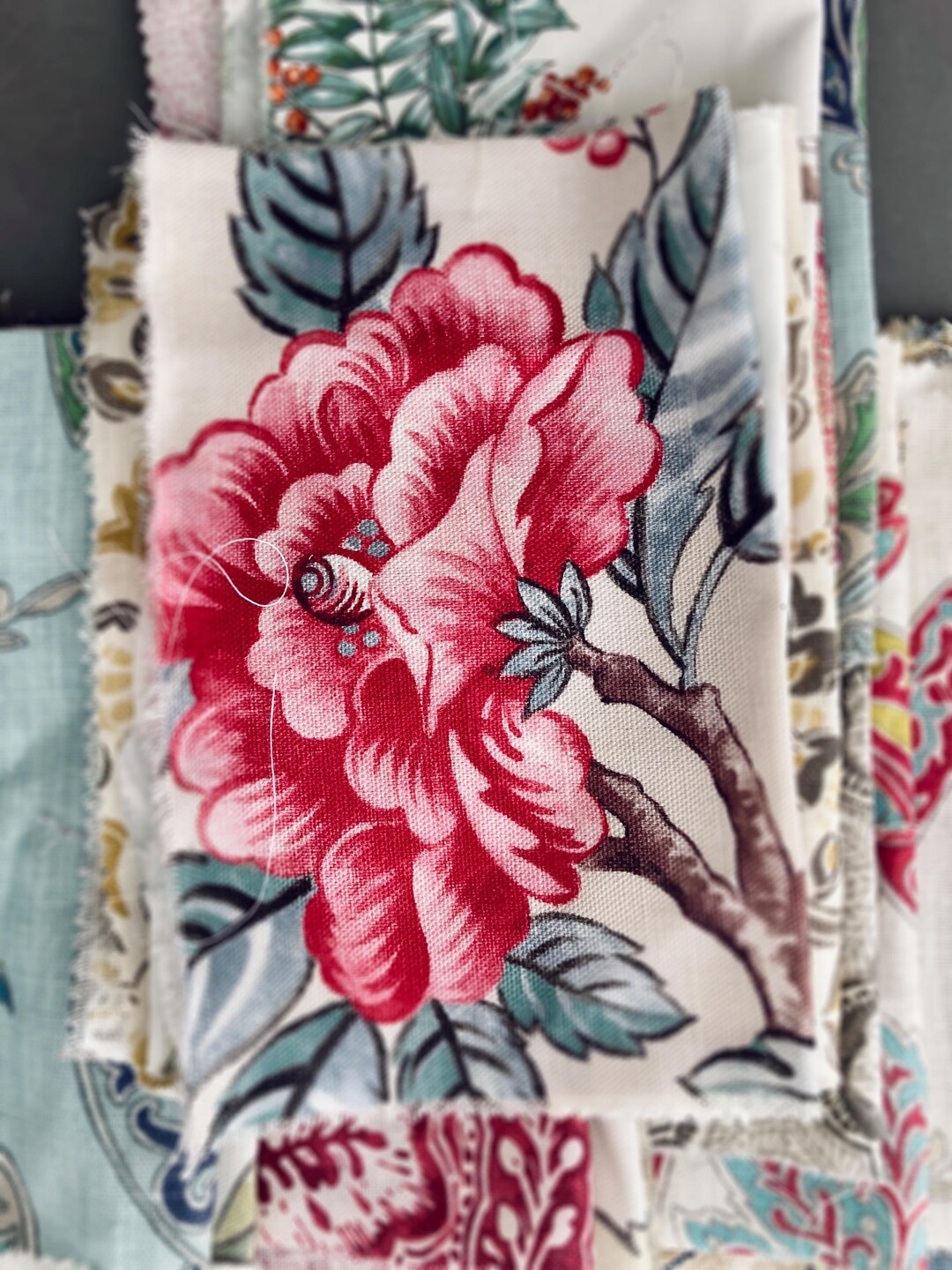 Vintage French Cotton and Linen Pieces for Crafting. Reclaimed Textile ...