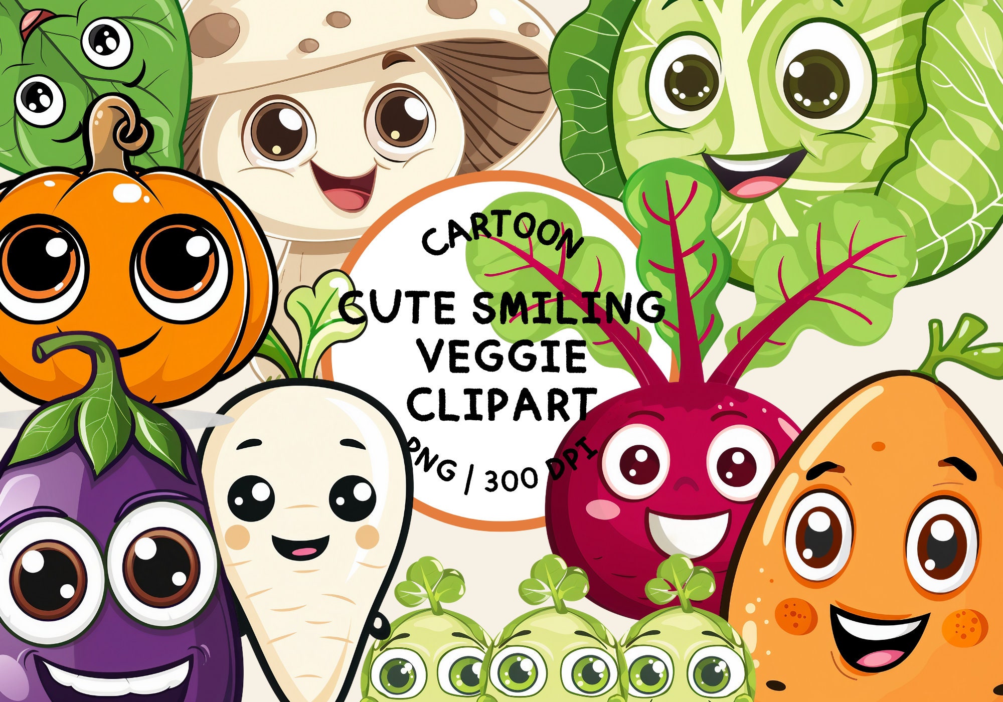 Cute Smiling Cartoon Veggies Clipart, Cute Veggies Smiling PNG, Smiling ...