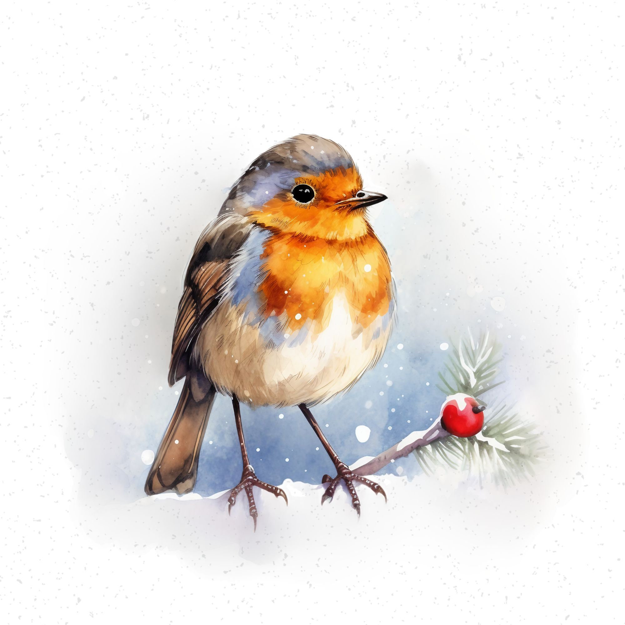 Christmas Robin Clipart, Watercolor Robin, Bird PNG, Red Robin, Winter ...