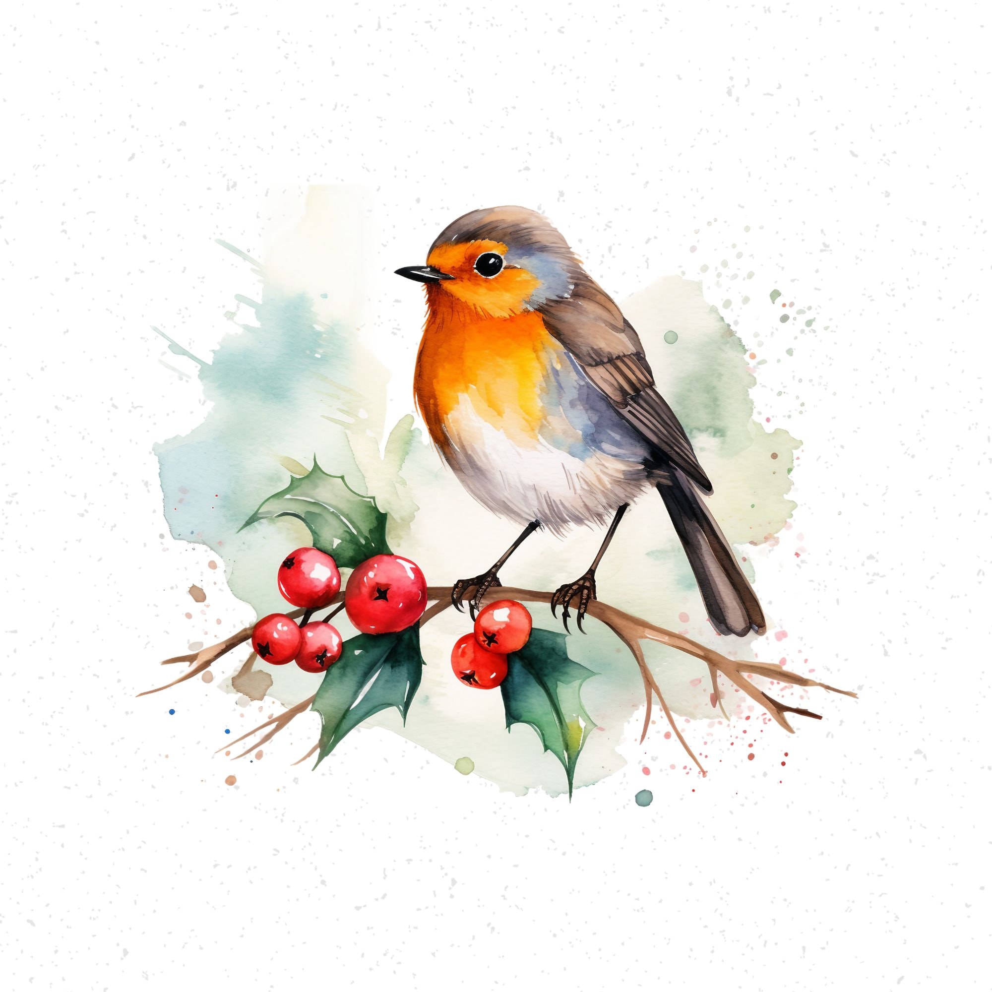 Christmas Robin Clipart, Watercolor Robin, Bird PNG, Red Robin, Winter ...