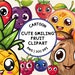 Cute Smiling Cartoon Fruits Clipart, Cute Fruits Smiling PNG, Smiling ...