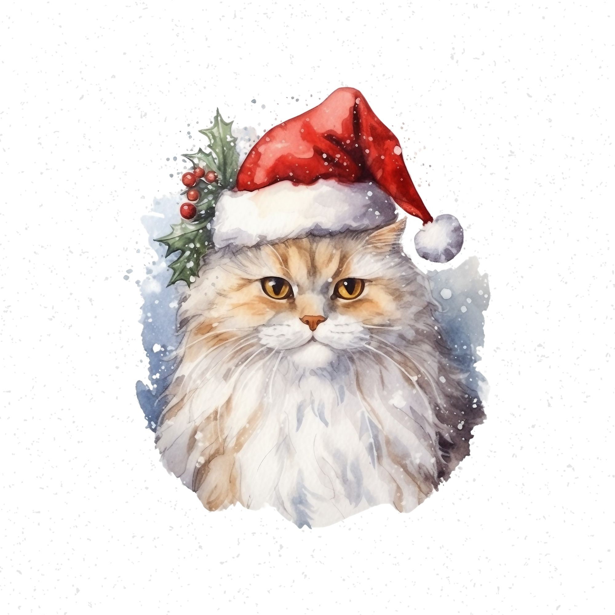 Christmas Cats Clipart, Watercolor Cats, Cat PNG, Winter Clipart ...