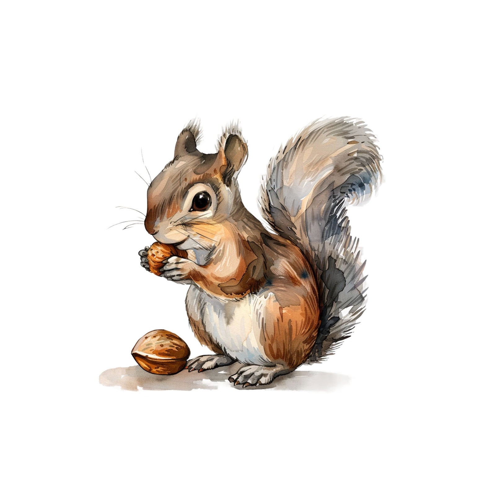 Watercolor Squirrels Clipart, Woodland Creatures PNG, Cute Squirrels ...