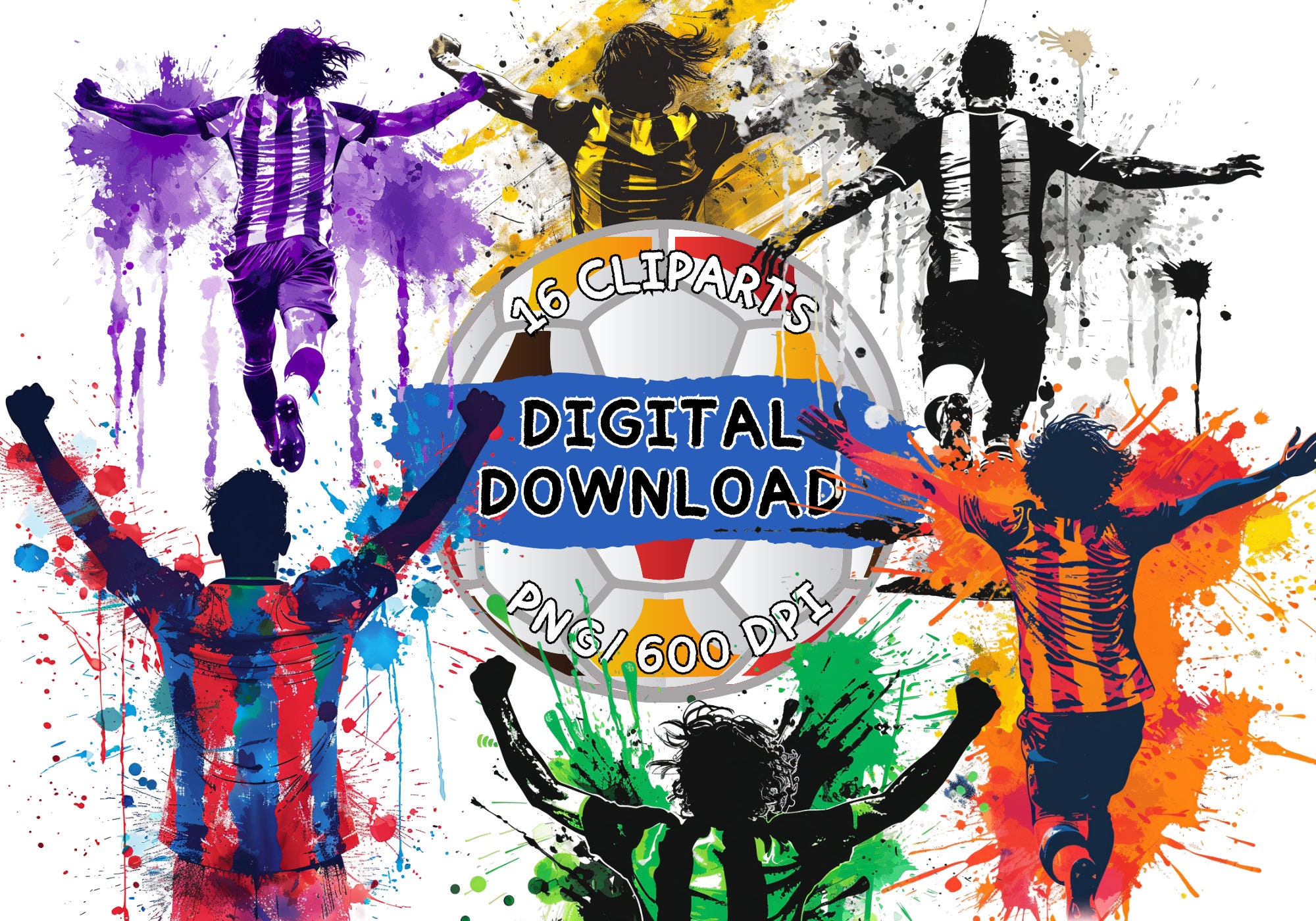 16 Striped Soccer Player Clipart , PNG File, Instant Download - Etsy