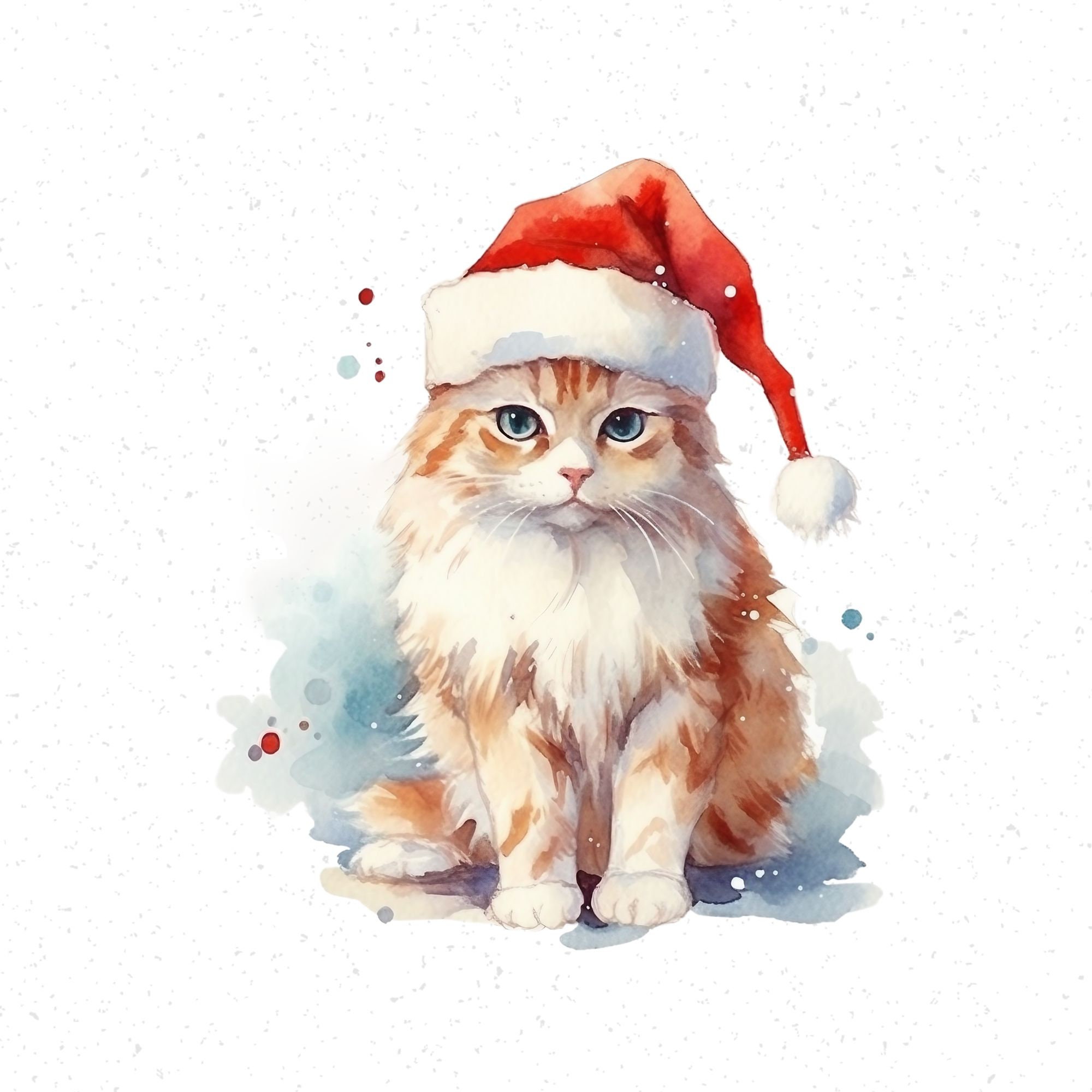 Christmas Cats Clipart, Watercolor Cats, Cat PNG, Winter Clipart ...
