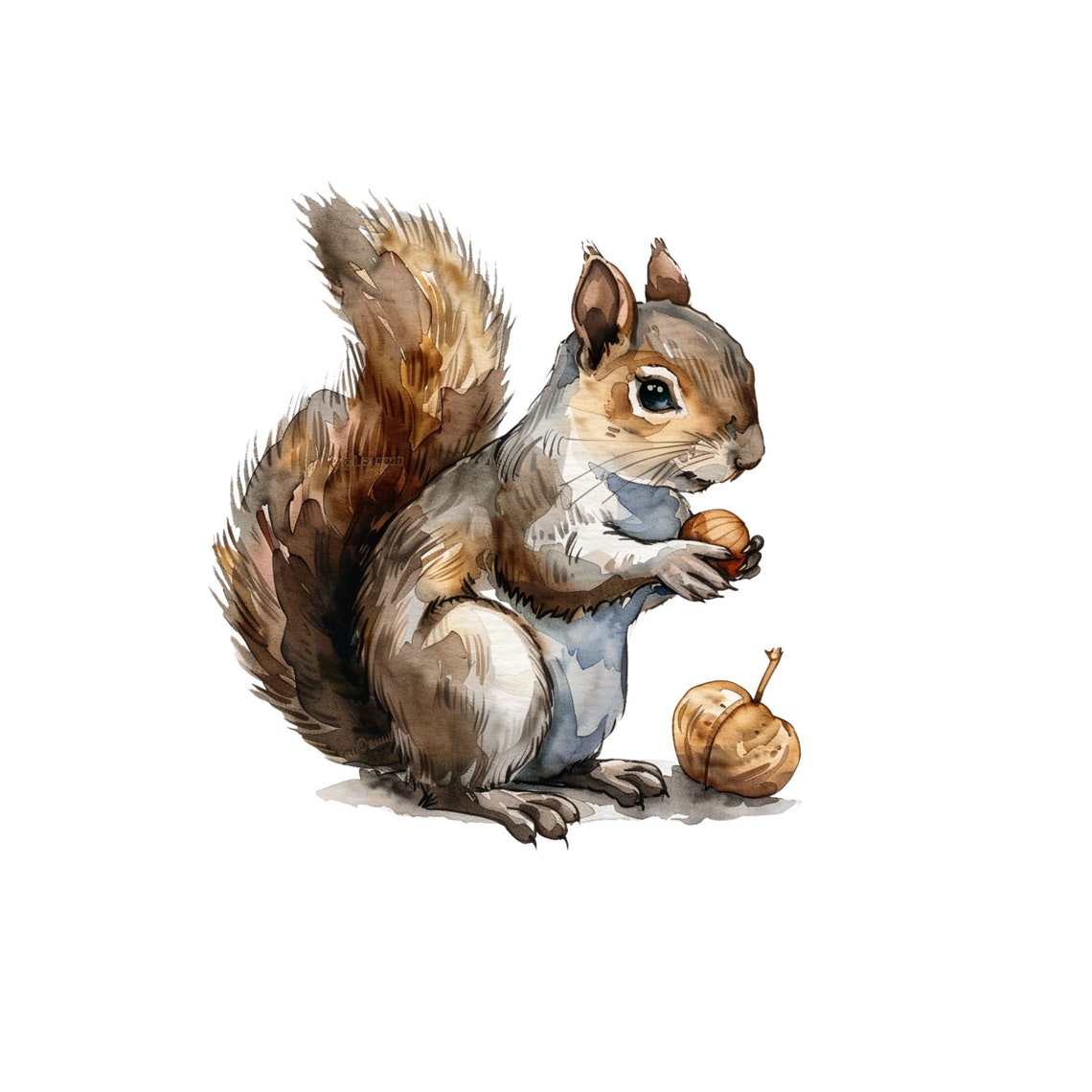 Watercolor Squirrels Clipart, Woodland Creatures PNG, Cute Squirrels ...