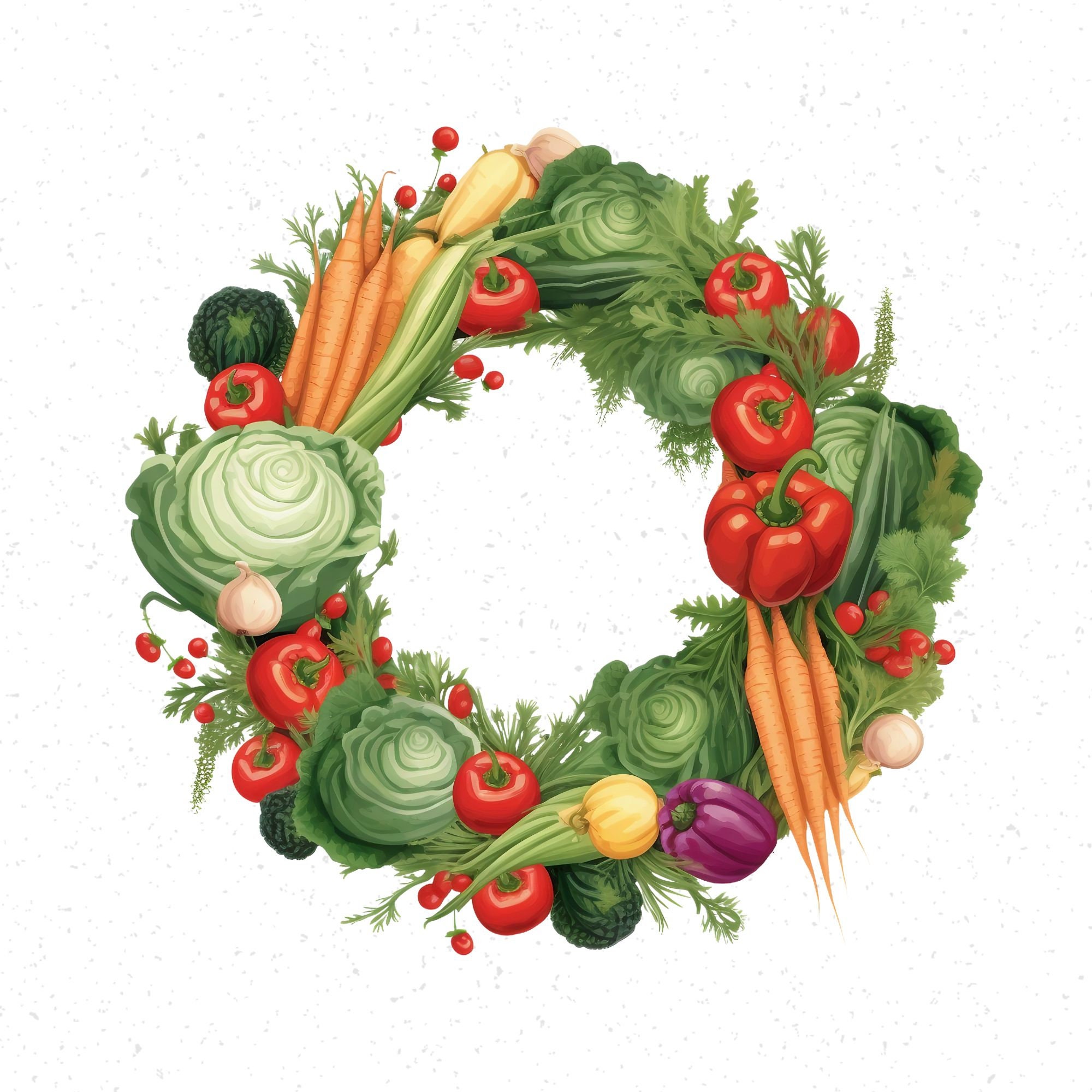 Vegetable Wreath Clipart, Vegetable Clipart, Food Clipart, Fruit ...