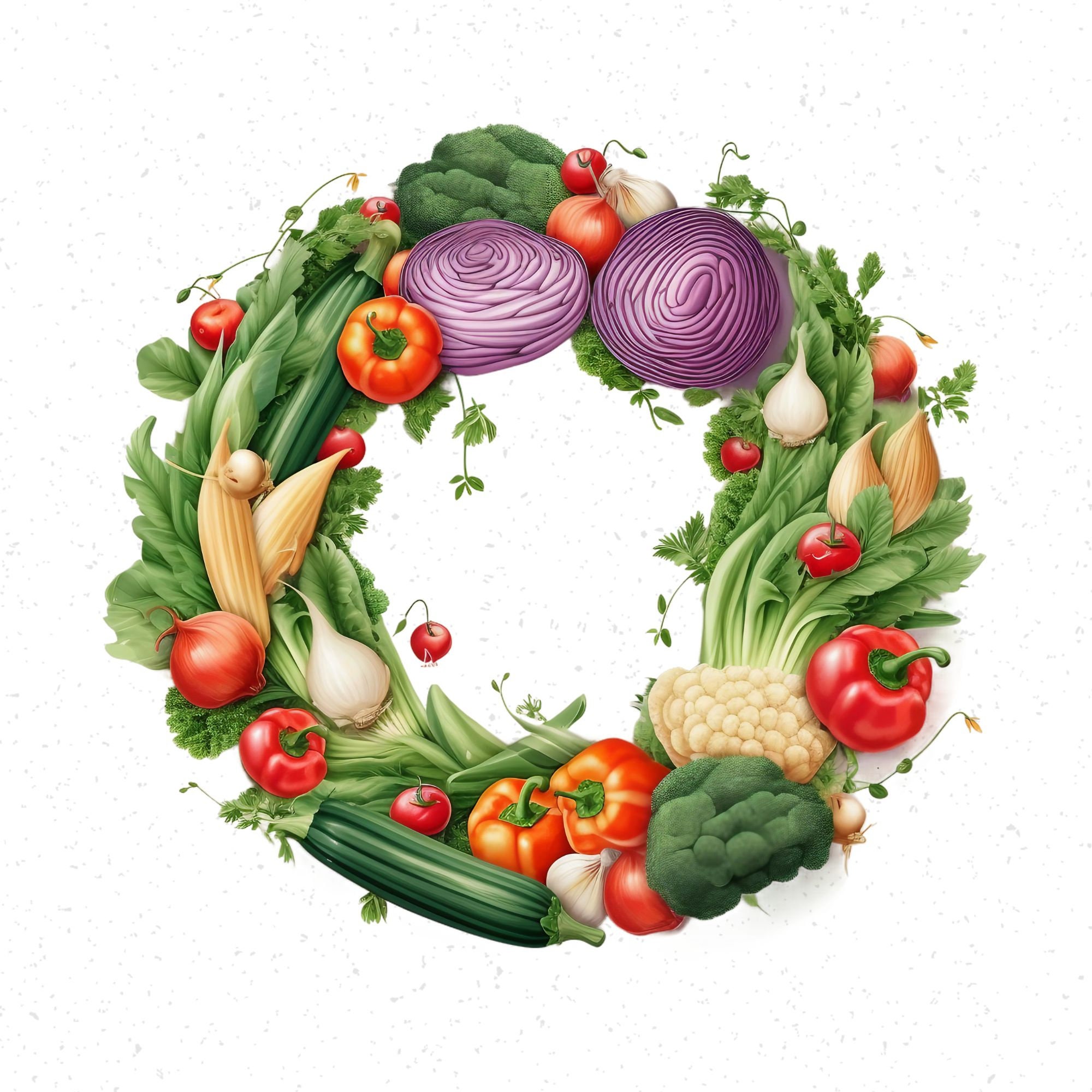 Vegetable Wreath Clipart, Vegetable Clipart, Food Clipart, Fruit ...