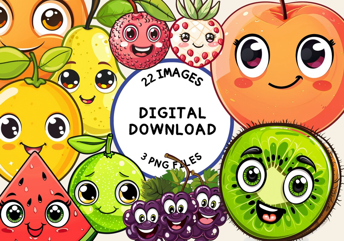 Cute Smiling Cartoon Fruits Clipart, Cute Fruits Smiling PNG, Smiling ...