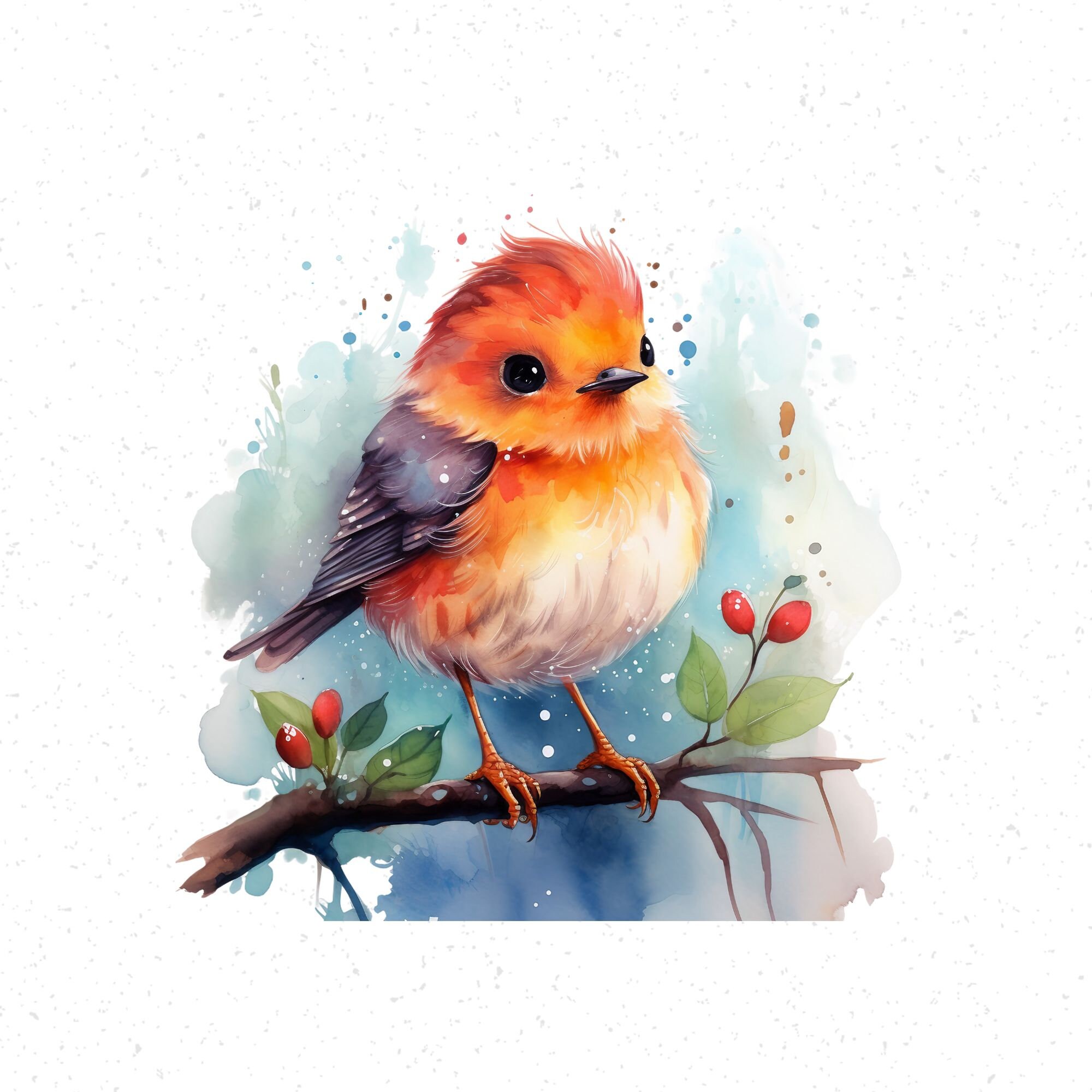 Christmas Robin Clipart, Watercolor Robin, Bird PNG, Red Robin, Winter ...