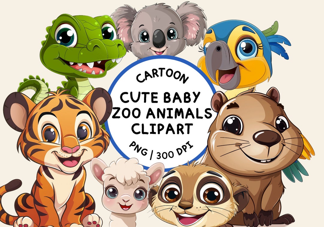 Cute Baby Zoo Animals Clipart, Zoo Animals PNG, Cute Baby Animals PNG ...