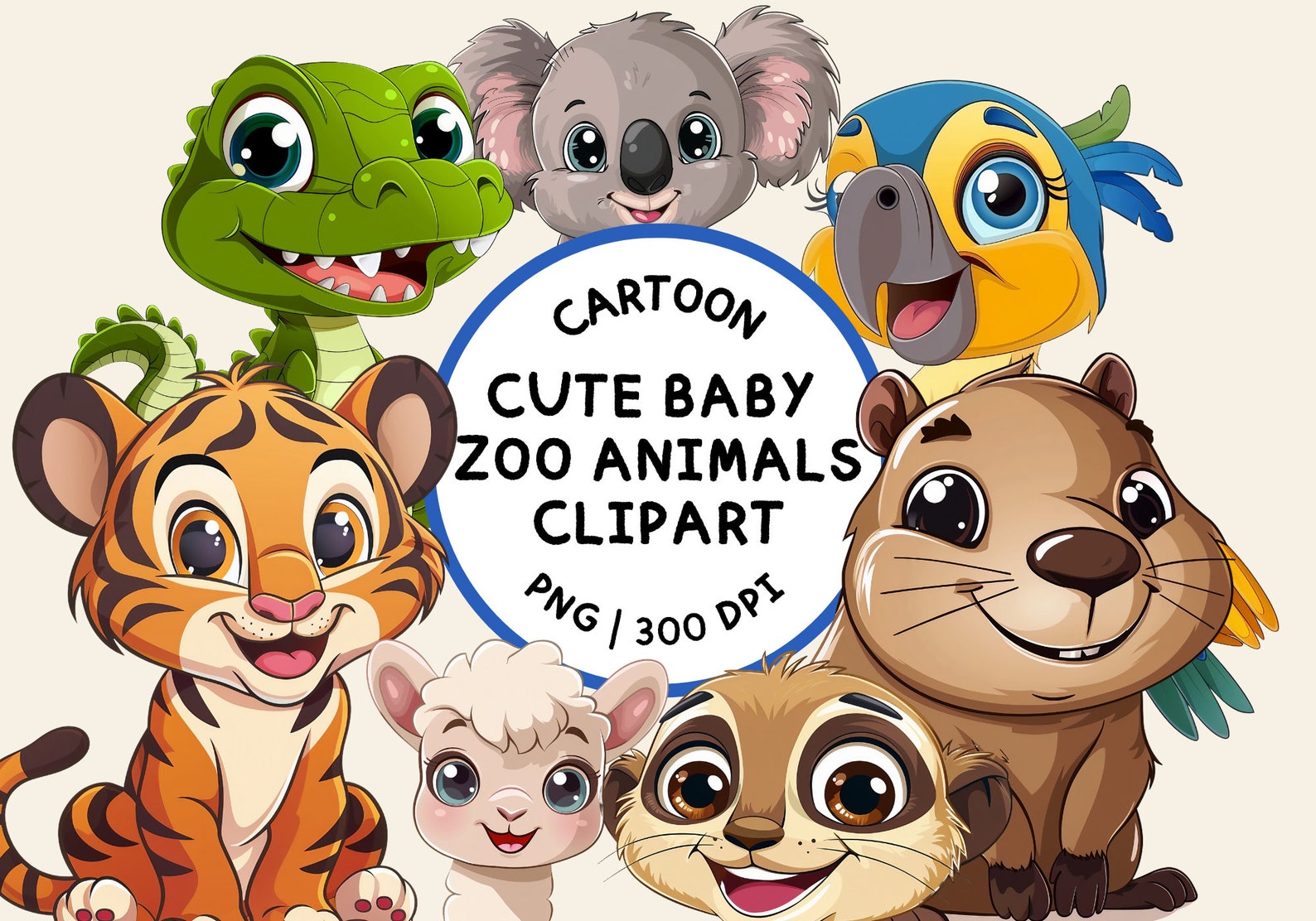 Cute Baby Zoo Animals Clipart, Zoo Animals PNG, Cute Baby Animals PNG ...