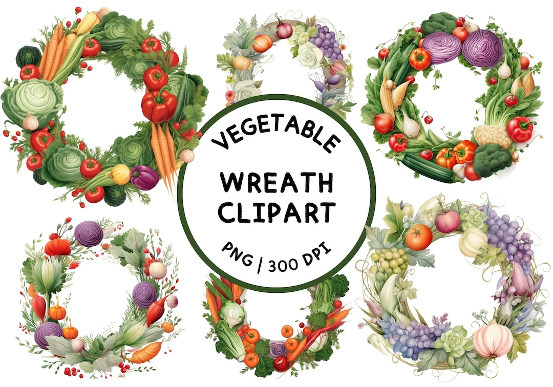 Vegetable Wreath Clipart, Vegetable Clipart, Food Clipart, Fruit ...
