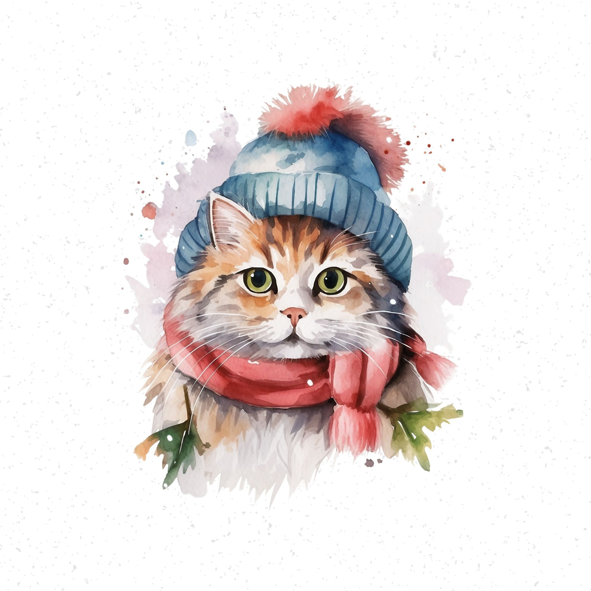 Christmas Cats Clipart, Watercolor Cats, Cat PNG, Winter Clipart ...
