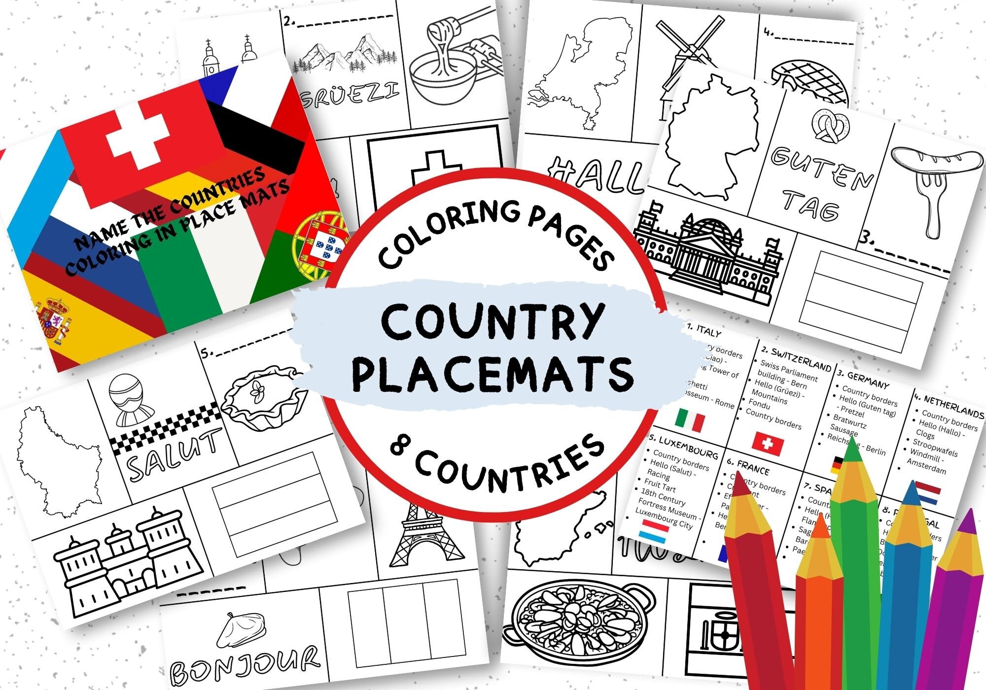 Country Coloring in Placemats, Flag Coloring Pages, Kids Activity ...