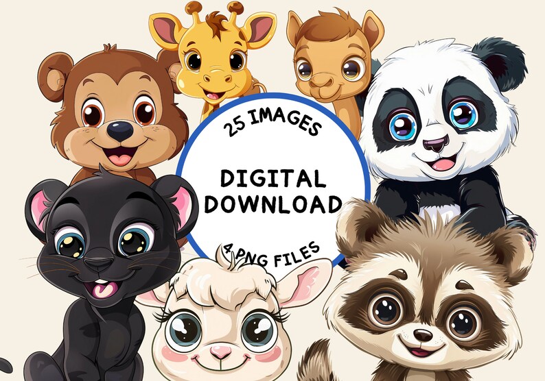 Cute Baby Zoo Animals Clipart, Zoo Animals PNG, Cute Baby Animals PNG ...