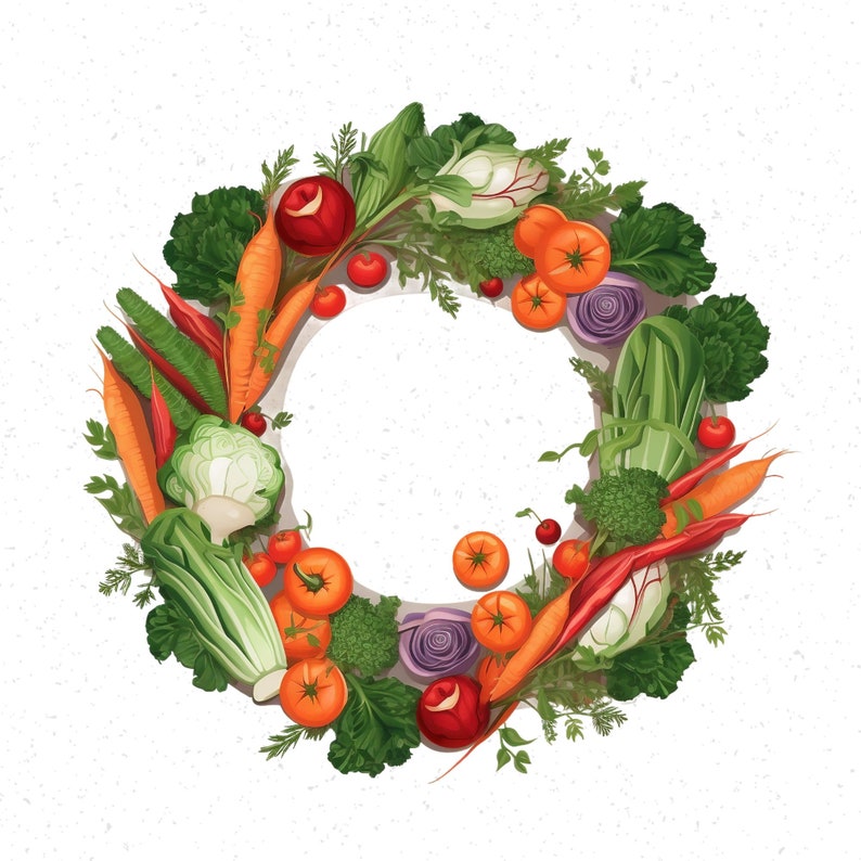 Vegetable Wreath Clipart, Vegetable Clipart, Food Clipart, Fruit ...