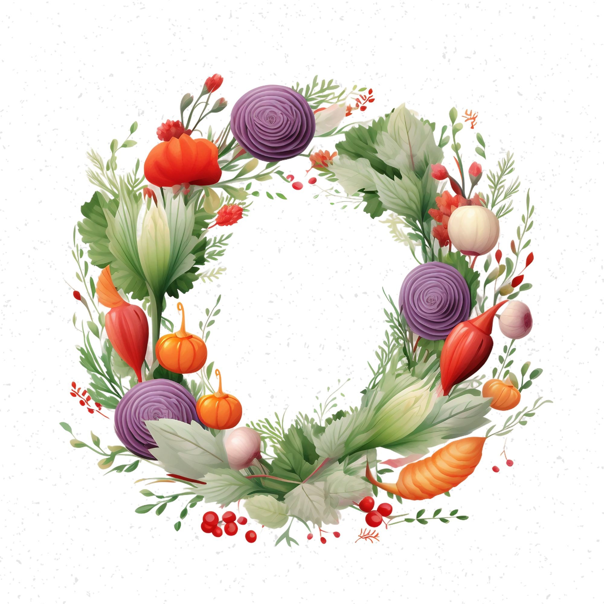 Vegetable Wreath Clipart, Vegetable Clipart, Food Clipart, Fruit ...