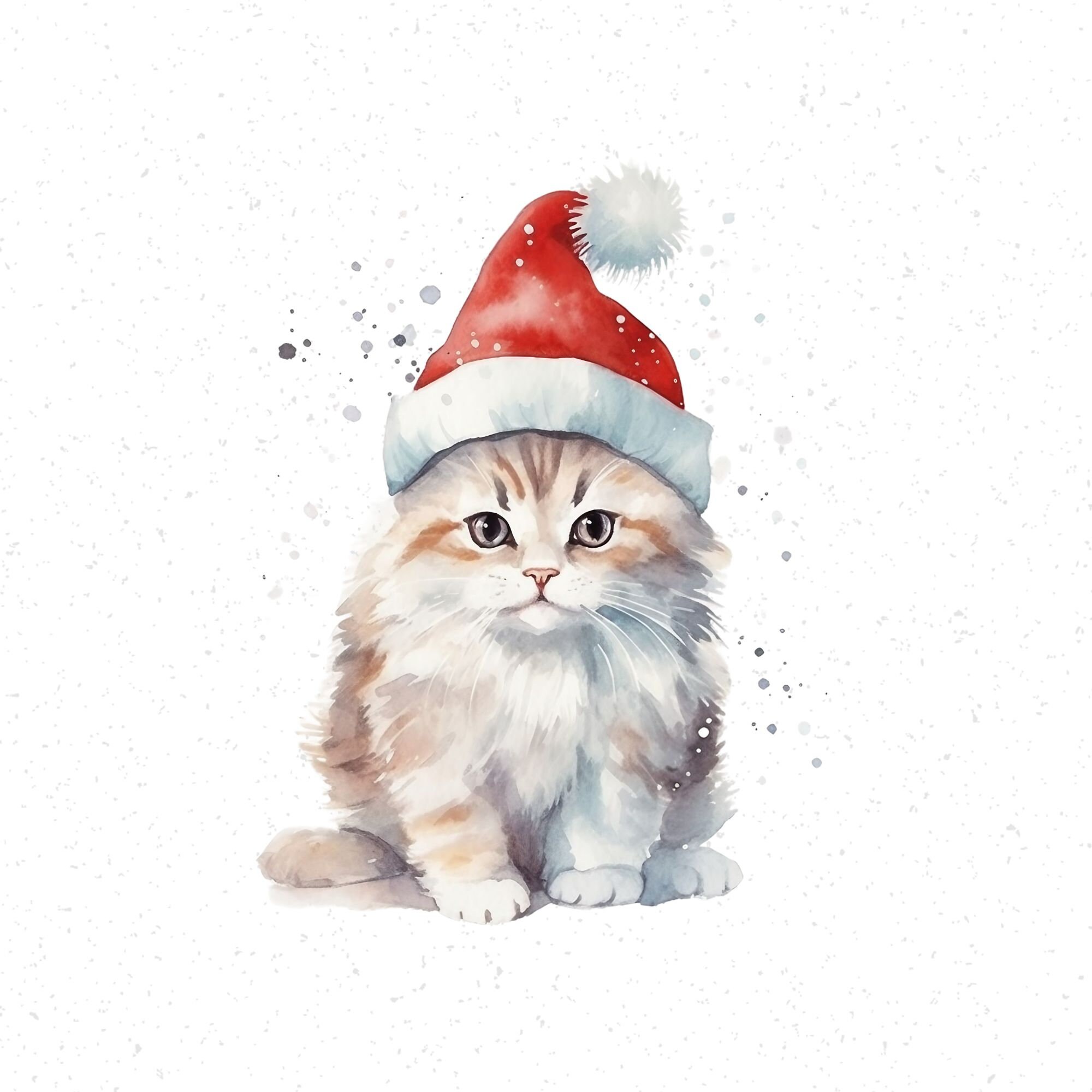 Christmas Cats Clipart, Watercolor Cats, Cat PNG, Winter Clipart ...