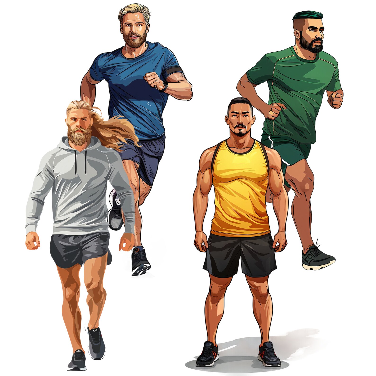 Men in Running Gear Clipart, Male Clipart, Man PNG - Etsy