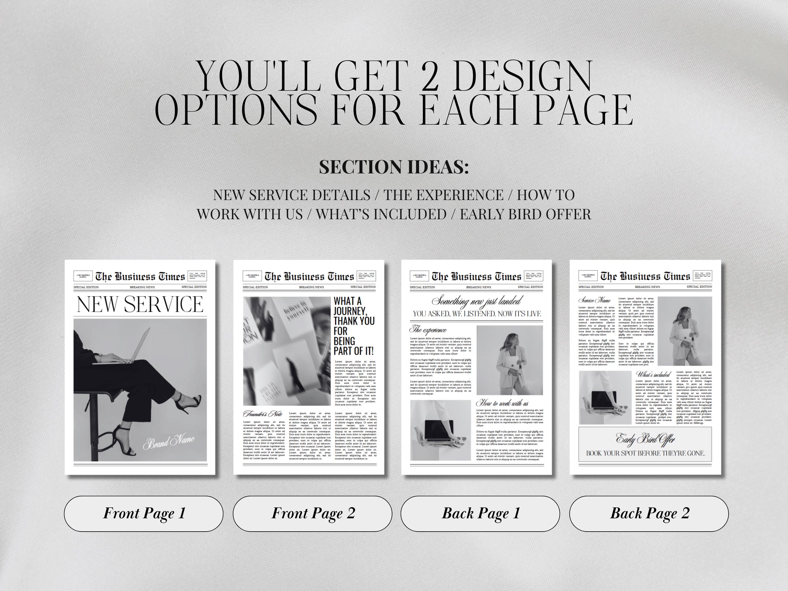 Canva Business Newspaper Template, 2 Page Newspaper Template, Business ...