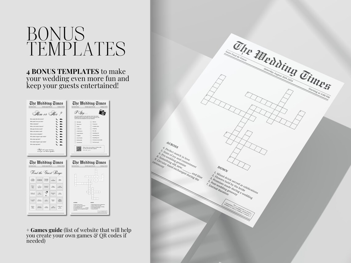 Newspaper Wedding Template, Customizable Wedding Newspaper, Multiple ...