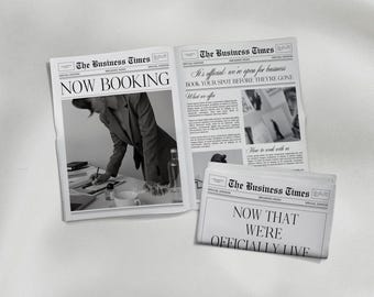 Business Launch Newspaper Template: Customizable Canva Announcement ...