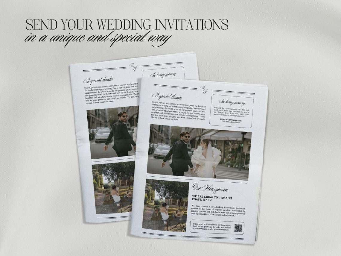 Newspaper Wedding Template, Customizable Wedding Newspaper, Multiple ...