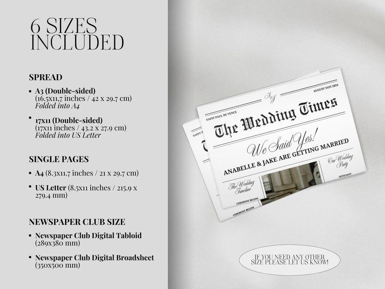 Newspaper Wedding Template, Customizable Wedding Newspaper, Multiple ...