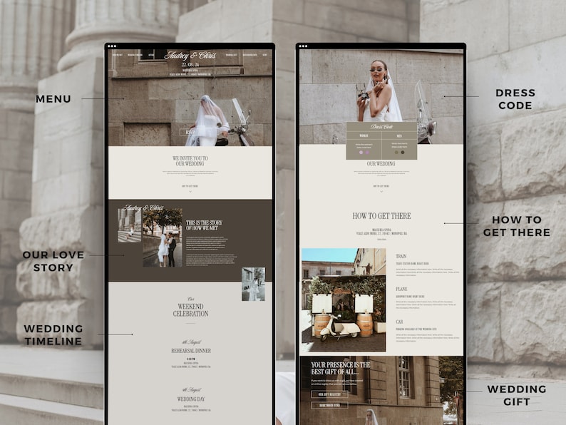 Modern Minimalist Wedding Invitation Website Template, Website ...