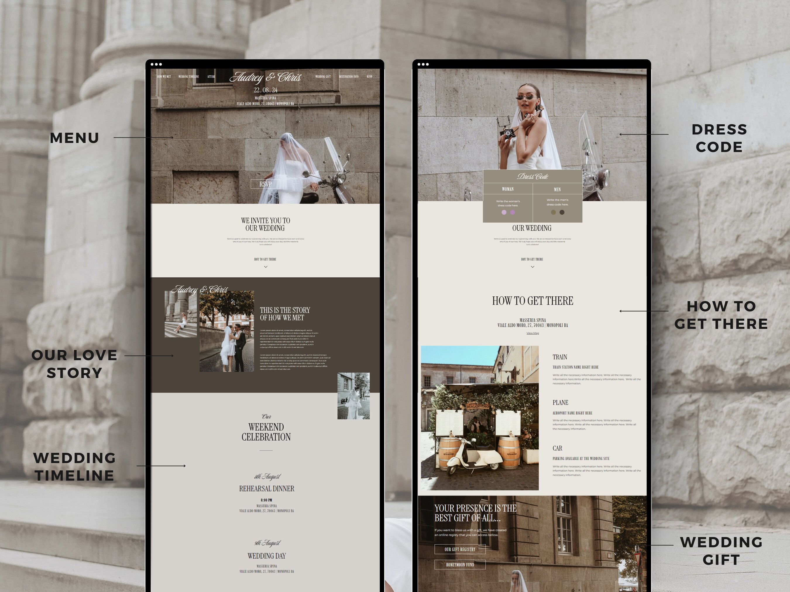 Modern Minimalist Wedding Invitation Website Template, Website ...