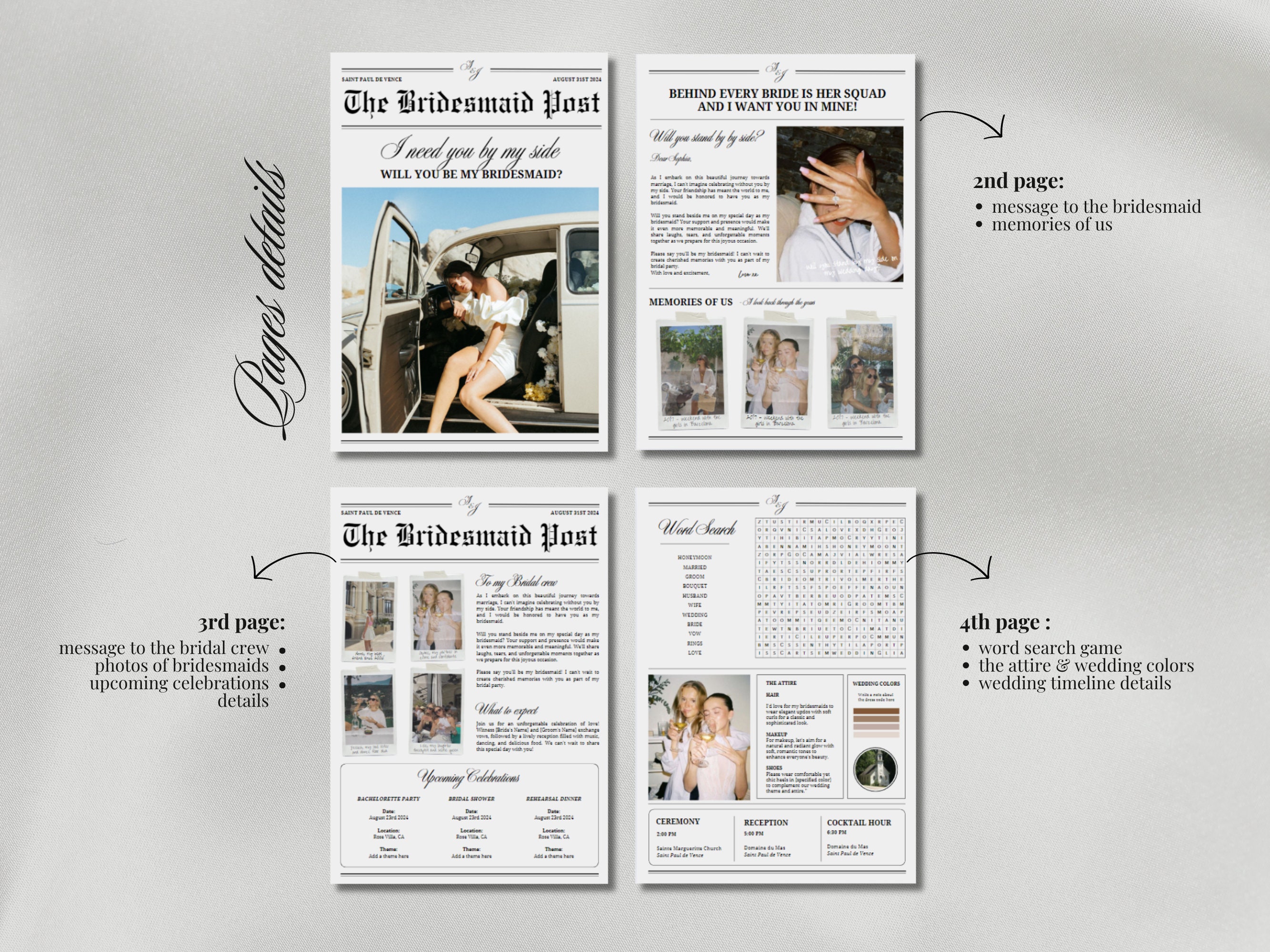 Newspaper Bridesmaid Proposal, Custom Newspaper Template, Newspaper ...