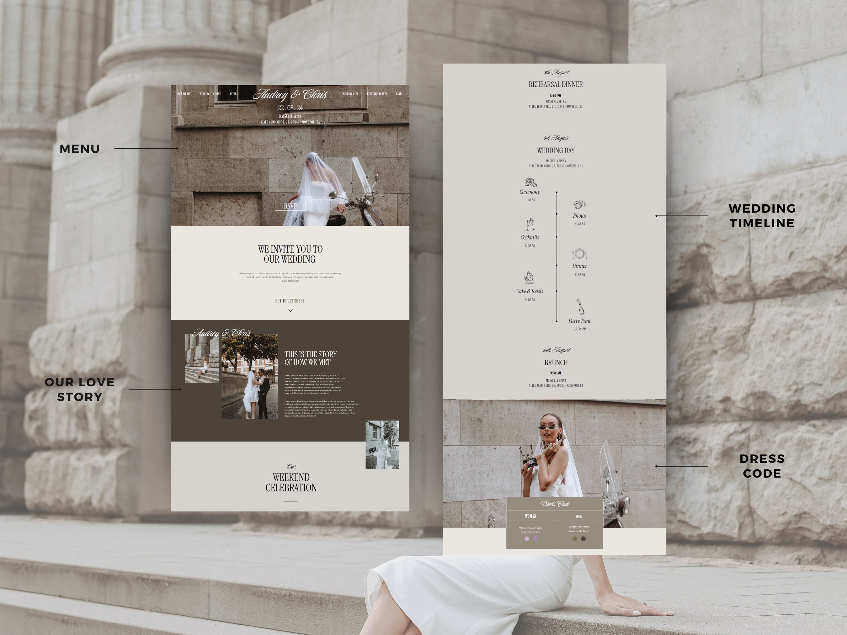 Modern Minimalist Wedding Invitation Website Template, Website ...