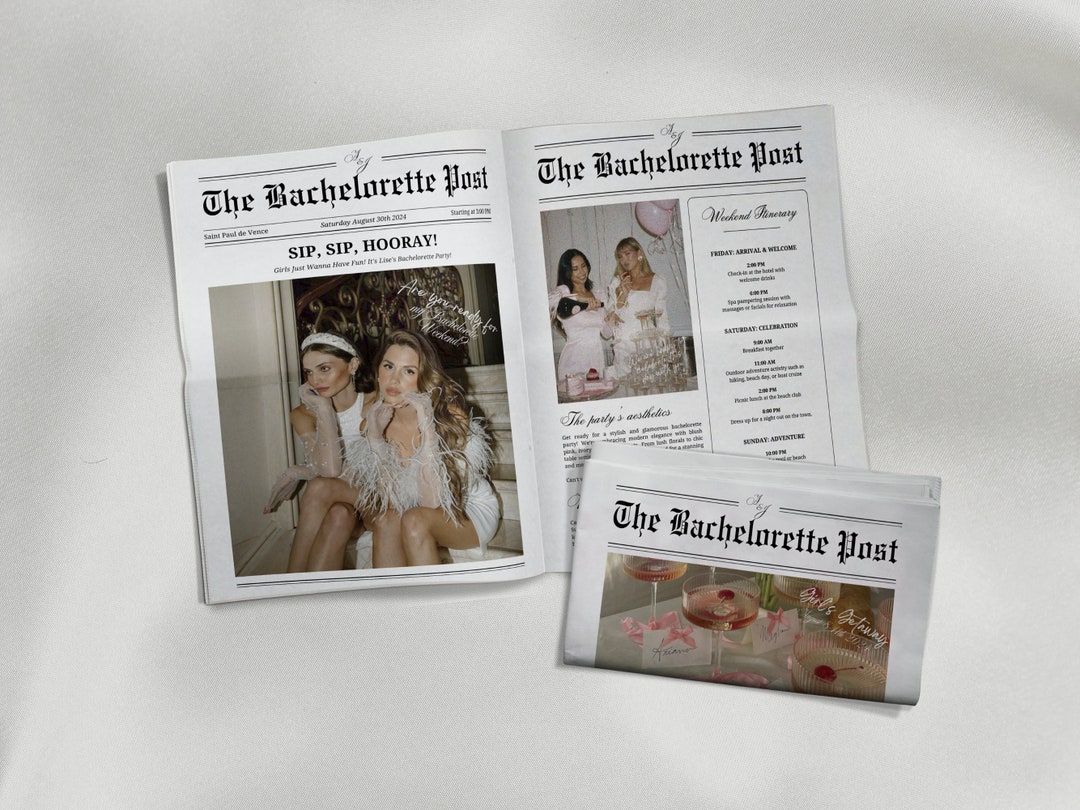Editable Bachelorette Itinerary Newspaper Template, Bachelorette Party ...