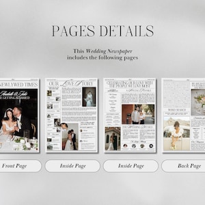 4 Page Wedding Newspaper Canva Template, Editable Wedding Newspaper ...