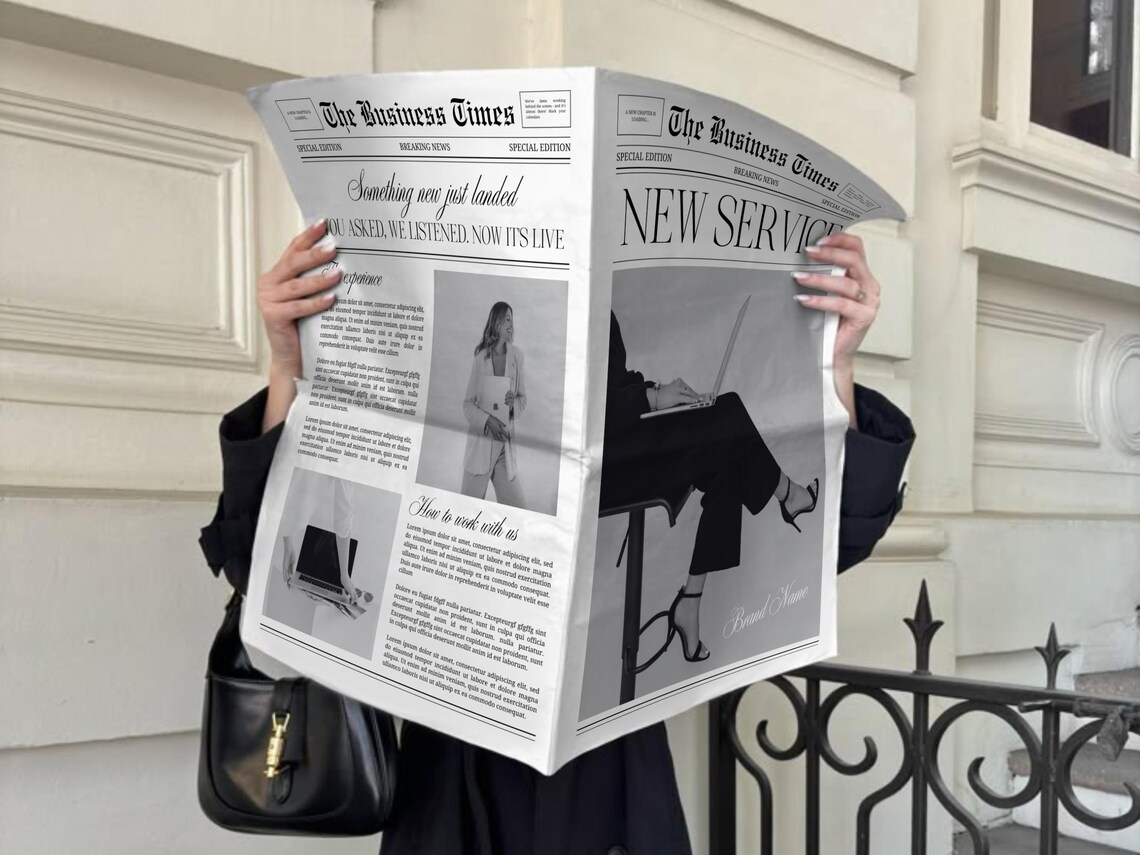 Canva Business Newspaper Template, 2 Page Newspaper Template, Business ...