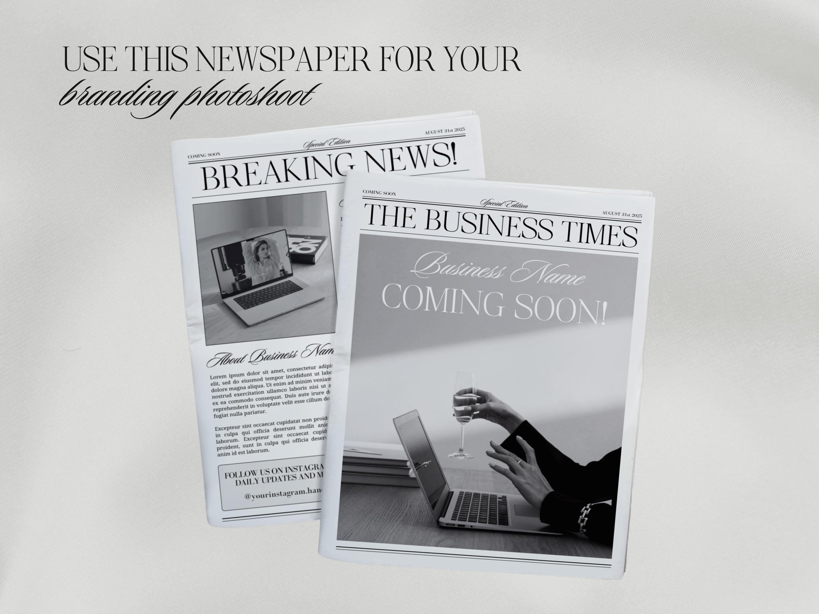Canva Business Newspaper Template, 2 Page Newspaper Template, Business ...