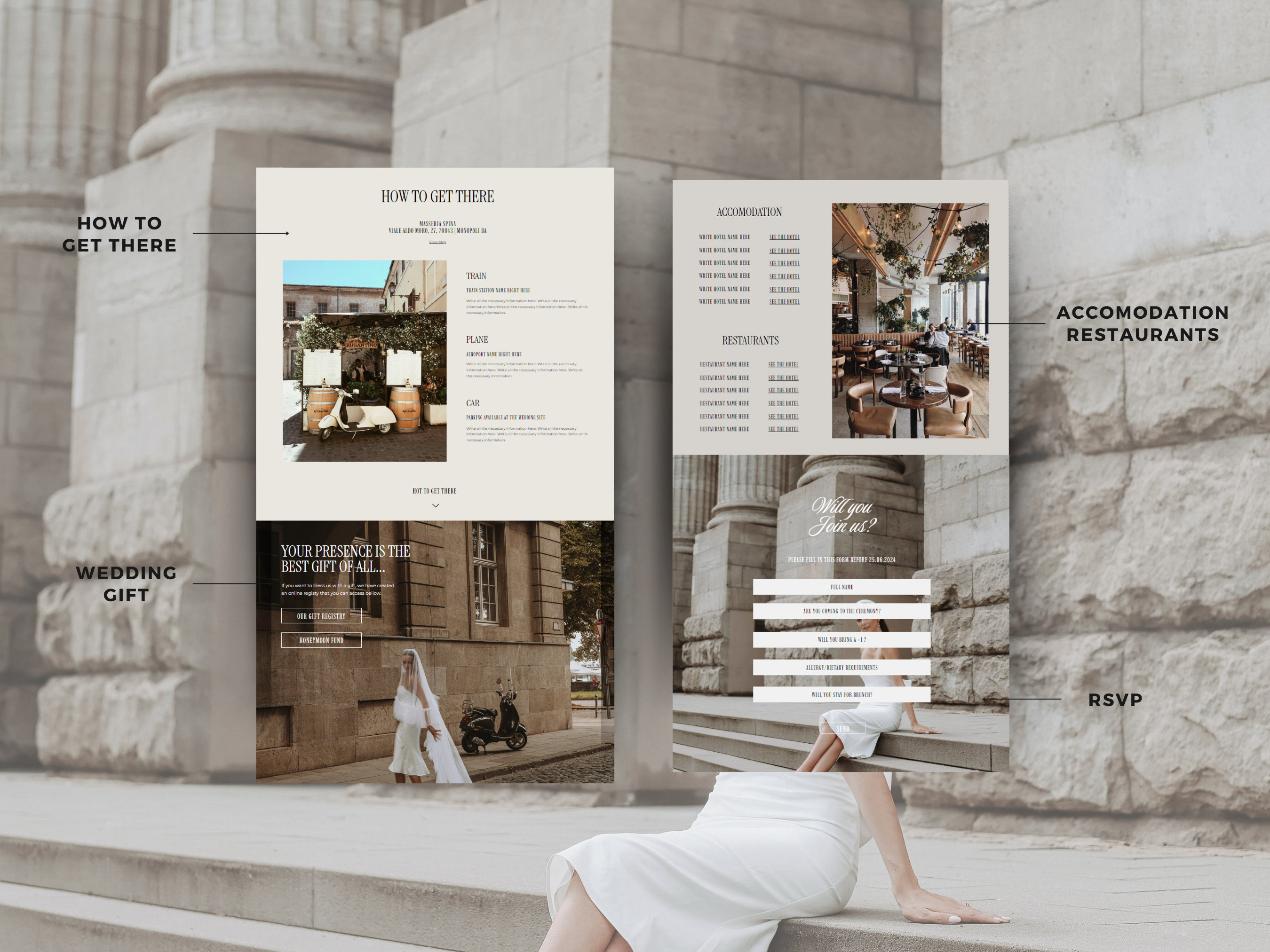 Modern Minimalist Wedding Invitation Website Template, Website ...