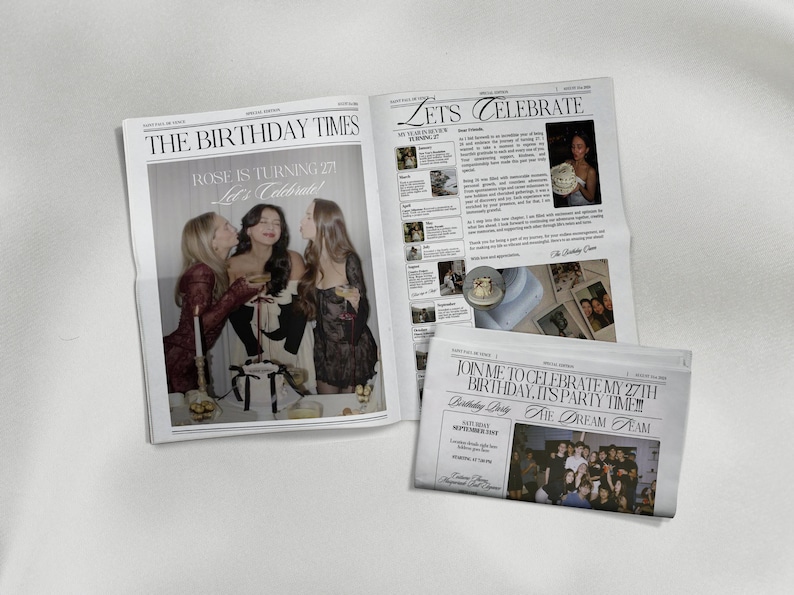 Birthday Newspaper Template, Newspaper Birthday Invitation ...