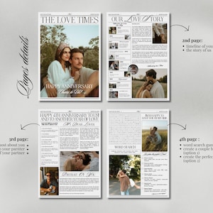Anniversary Newspaper Template Newspaper Anniversary Gift for Boyfriend ...