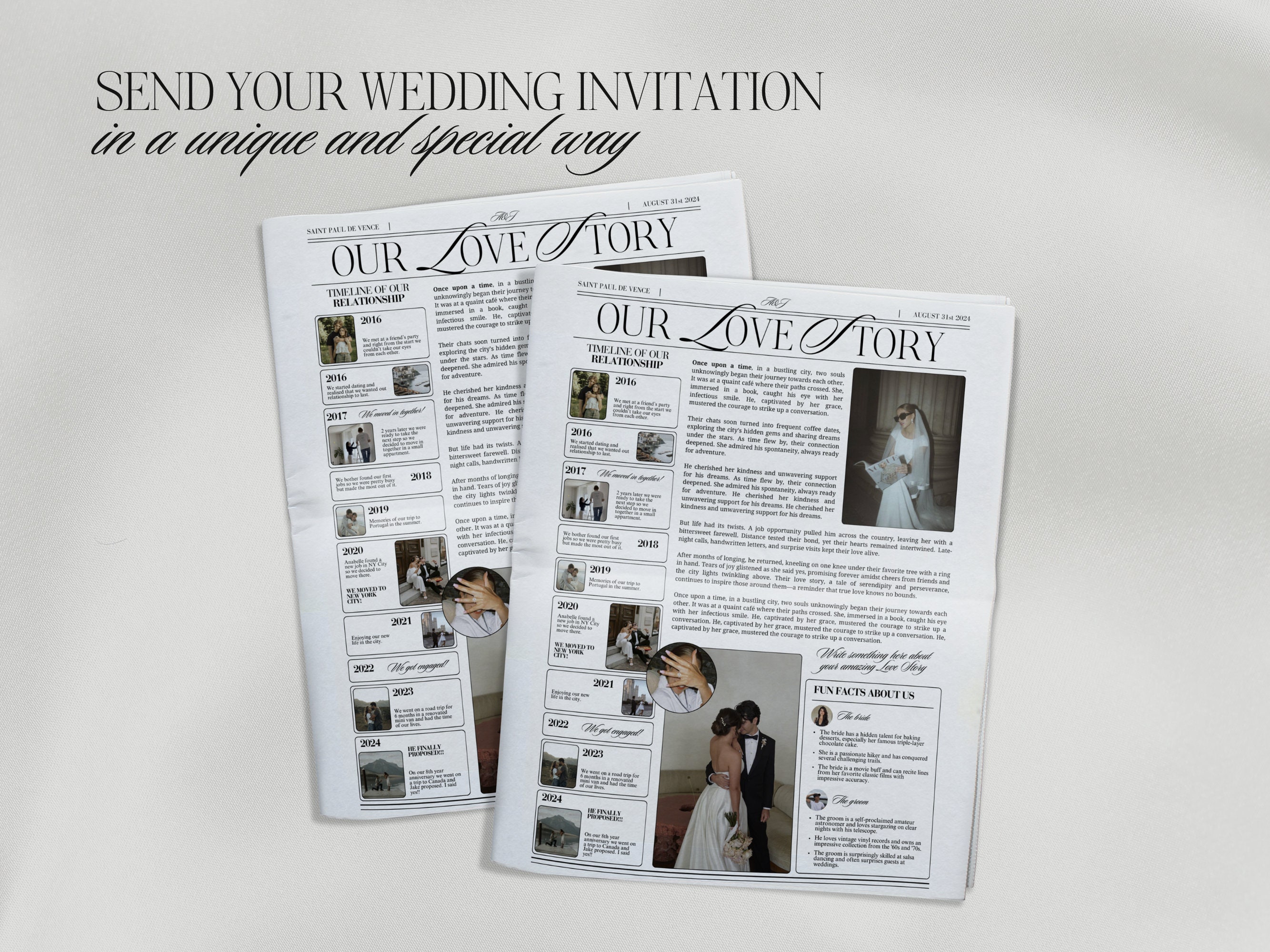 4 Page Wedding Newspaper Canva Template, Editable Wedding Newspaper ...