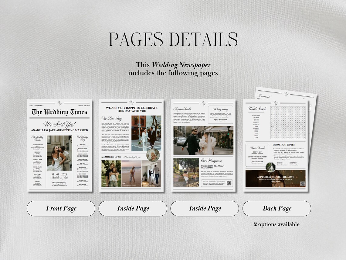 Newspaper Wedding Template, Customizable Wedding Newspaper, Multiple ...