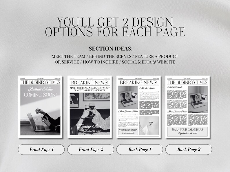 Canva Business Newspaper Template, 2 Page Newspaper Template, Business ...